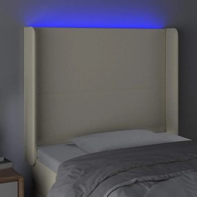 Čelo postele s LED krémové 103 x 16 x 118/128 cm umělá kůže 3123854