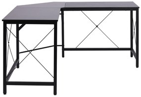 Počítačový stůl HOMCOM Rohový stůl ve tvaru L 150x150x76cm MDF černý, moderní rohový stůl pro kancelář a domácí pracovnu | Aosom.de