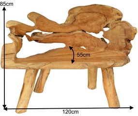 Massive home | Masivní lavice z teakového dřeva ROOT 120cm