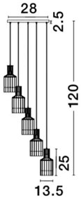Nova Luce Závěsné svítidlo CARTER černý hliník a křišťál E27 5x12W