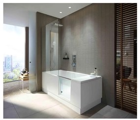 Duravit Shower + Bath - Vana se sprchovým koutem do pravého rohu rohu s panelem a nohami, 170x75 cm, zrcadlové sklo, D 700404000100000