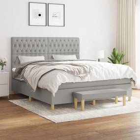 Box spring postel s matrací světle šedá 180 x 200 cm textil 3137413