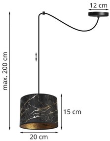 Závěsné svítidlo WERONA SPIDER, 1x černé textilní stínítko se vzorem, G