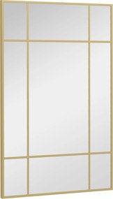 HOMCOM Obdélníkové Nástěnné Zrcadlo 90x60 cm se Zlatým Kovovým Rámem - Dekorativní Zrcadlo do Obývacího Pokoje, Ložnice a Předsíně | Aosom