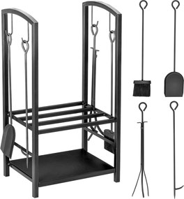 Outsunny Kovový Regál na Dřevo 40 x 30 x 74,5 cm - Úložný Stojan do 100 kg | Aosom