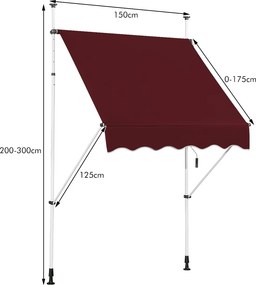 Costway 150 cm široká příchytná markýza bez vrtání, balkonová