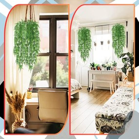 Camerazar Umělá kapradina sada dvou závěsných dekorací v zelené barvě 82 cm