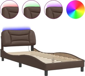 Rám postele s LED bez matrace Hvar hnědý 90 x 200 cm 3213908