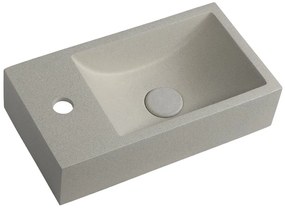 Sapho, CREST L betonové umyvadlo včetně výpusti, 40x22 cm, bílý pískovec, AR410