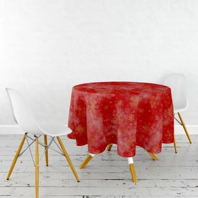 Ubrus PVC kulatý Fl-1730 – Zlaté vločky na červené (různé velikosti)
