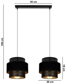 Lustr na lanku NESS 2xE27/60W/230V černá