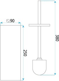 Rea B106, volně stojící WC kartáč s kovovou nádobkou, 25,5 cm, titanový, REA-08870
