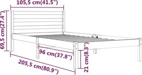 vidaXL Rám postele masivní borové dřevo 100 x 200 cm [810421] Barva: Bílá