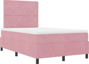 Postel s boxspringem s matrací s čelo Růžová 120 x 190 cm samet 3339757