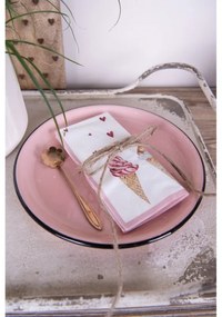 Růžový keramický talíř s kaňkami Madolen – 22x3 cm