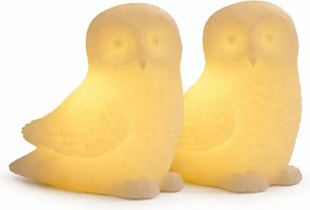 LED svíčky z pravého vosku na baterky, sova, bílá, 10 × 10 cm, sada 2 ks, CR2032