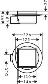 Hansgrohe RainDrain Spot - Podlahová vpusť s roštem 15x15 cm | pro dla