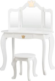 Costway 2 v 1 Sada toaletního stolku dětský dívčí dřevěný – 80 × 42 × 105 cm