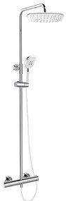 Mereo Mereo, Termostatická nástěnná sprchová baterie s hadicí, ruční a talířovou hranatou sprchou 255x190mm, CB60104TSJ