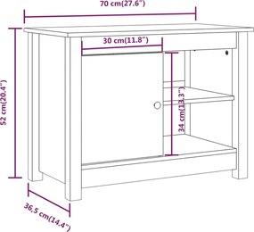 vidaXL TV skříňka 70 x 36,5 x 52 cm masivní borové dřevo [814580] Barva: medová hnědá