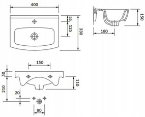 Cersanit Cersania, skříňkové umyvadlo 40x33 cm, bílá, K11-0050