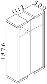 Vysoká šatní skříň Lineart 111,2 x 50 x 187,6 cm, jilm tmavý / bílá