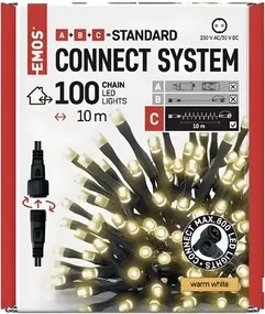 Emos D1AW03 Connect / Spojovací řetěz / 100 LED / 10 m / teplá bílá /