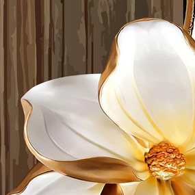 Malvis ® Tapeta 3D květiny na dřevě Vel. (šířka x výška): 432 x 290 cm