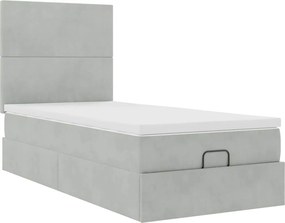 Osmanský rám postele s matracemi světle šedá 100x200cm samet 3313379