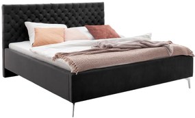 OnaDnes -20% Černá sametová dvoulůžková postel Meise Möbel La Maison 180 x 200 cm s chromovanou podnoží