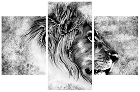 Černobílý obraz lva (90x60 cm)