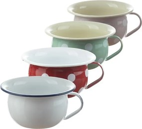 Bílá smaltovaná mísa s uchem White blue - Ø 18*10cm - 1L