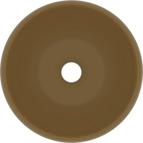 Luxusní umyvadlo kulaté matné krémové 40 x 15 cm keramické 147007