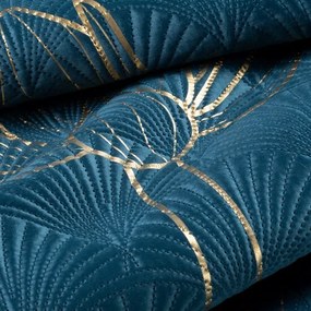 Designový přehoz LOTOS modrý se zlatým motivem Šířka: 170 cm | Délka: 210 cm