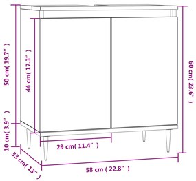 Koupelnová skříňka kouřový dub 58 x 33 x 60 cm kompozitní dřevo