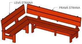 KULHÁNEK Zahradní rohová lavice - rustikální Odstín nátěru: lazura - palisandr, Délka levé strany: individuální, Délka pravé strany: 200 cm