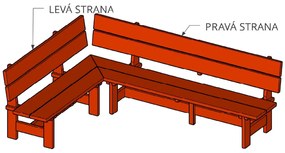 KULHÁNEK Zahradní rohová lavice - rustikální Odstín nátěru: lazura - dub, Délka levé strany: 200 cm, Délka pravé strany: 200 cm