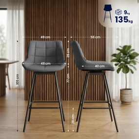 Sada 4 barových židlí Weston Schwenkbar umělá kůže – šedá