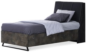 Studentská postel 100x200 s výklopným úložným prostorem Falko - dub rebap/bronz