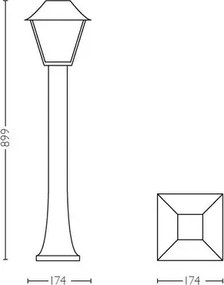 Philips Alpenglow černá / Venkovní sloupkové svítidlo / 90 cm / bez zd