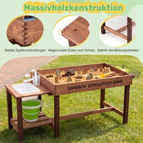 Costway Venkovní bahenní kuchyňka pro děti pískový stůl s příslušenstvím kbelíku