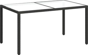 Zahradní stůl 150 x 90 x 75 cm tvrzené sklo a polyratan černý 316705