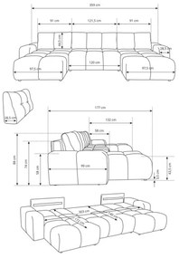 Rozkládací čalouněná sedací souprava s úložným prostorem do U ALMADA béžová