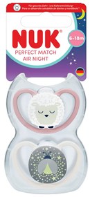 NUK Dudlík Perfect Match Air Night 6-18 m 2 ks v boxu  Firefly/lion