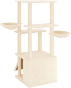Škrabadlo pro kočky se sisalovými sloupky krémové 133 cm 171756