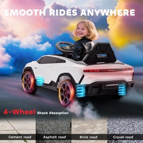 AIYAPLAY dětské elektrické auto Lamborghini 12V s 2,4G dálkovým ovládáním a 2 motory, max. 4 km/h, bílá