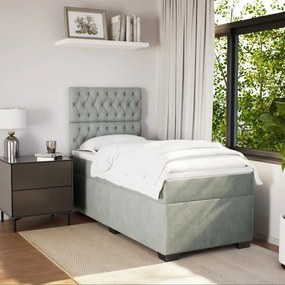 Box spring postel s matrací světle šedá 100x200 cm samet 3293140