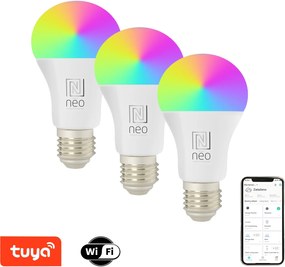 Led žárovka immax neo lite e27 9w rgb+cct, barevná a bílá, wifi - balení 3 ks