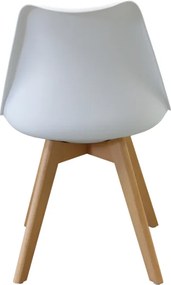 Jídelní židle QUATRO – plast, masiv buk/plast, bílá