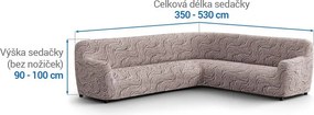 Bielastické potahy BRILLANTE hnědé rohová sedačka (š. 350 - 530 cm)